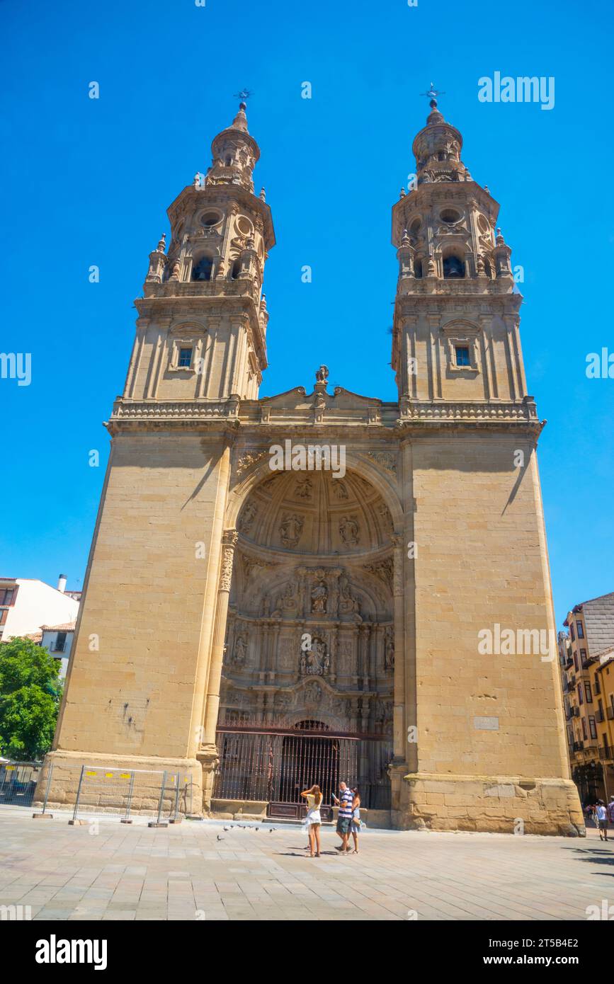 Facade of the cathedral, Logroño, Spain Stock Photo - Alamy
