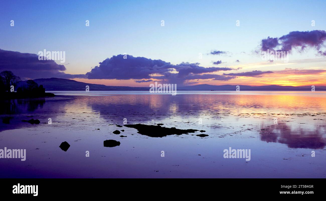 Sunrise over Lough Swilly looking towards Inch Island from near ...