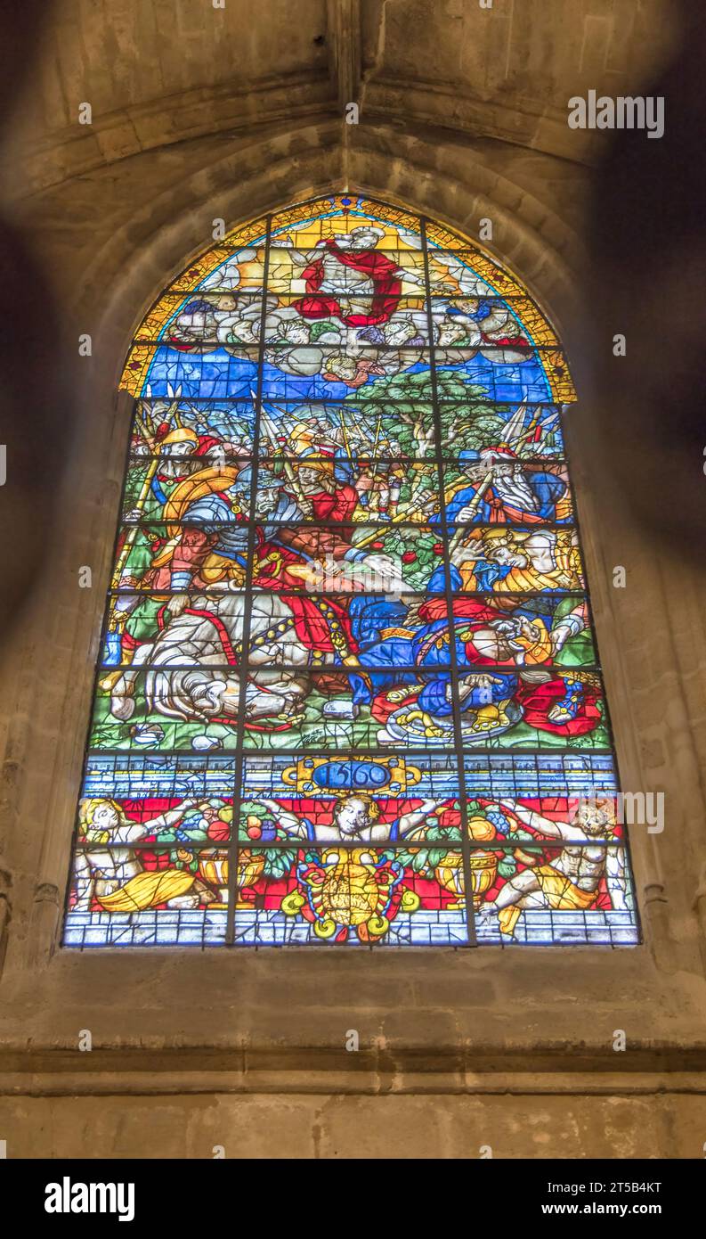 stained glass window inside seville cathedral in andalucia spain Stock ...