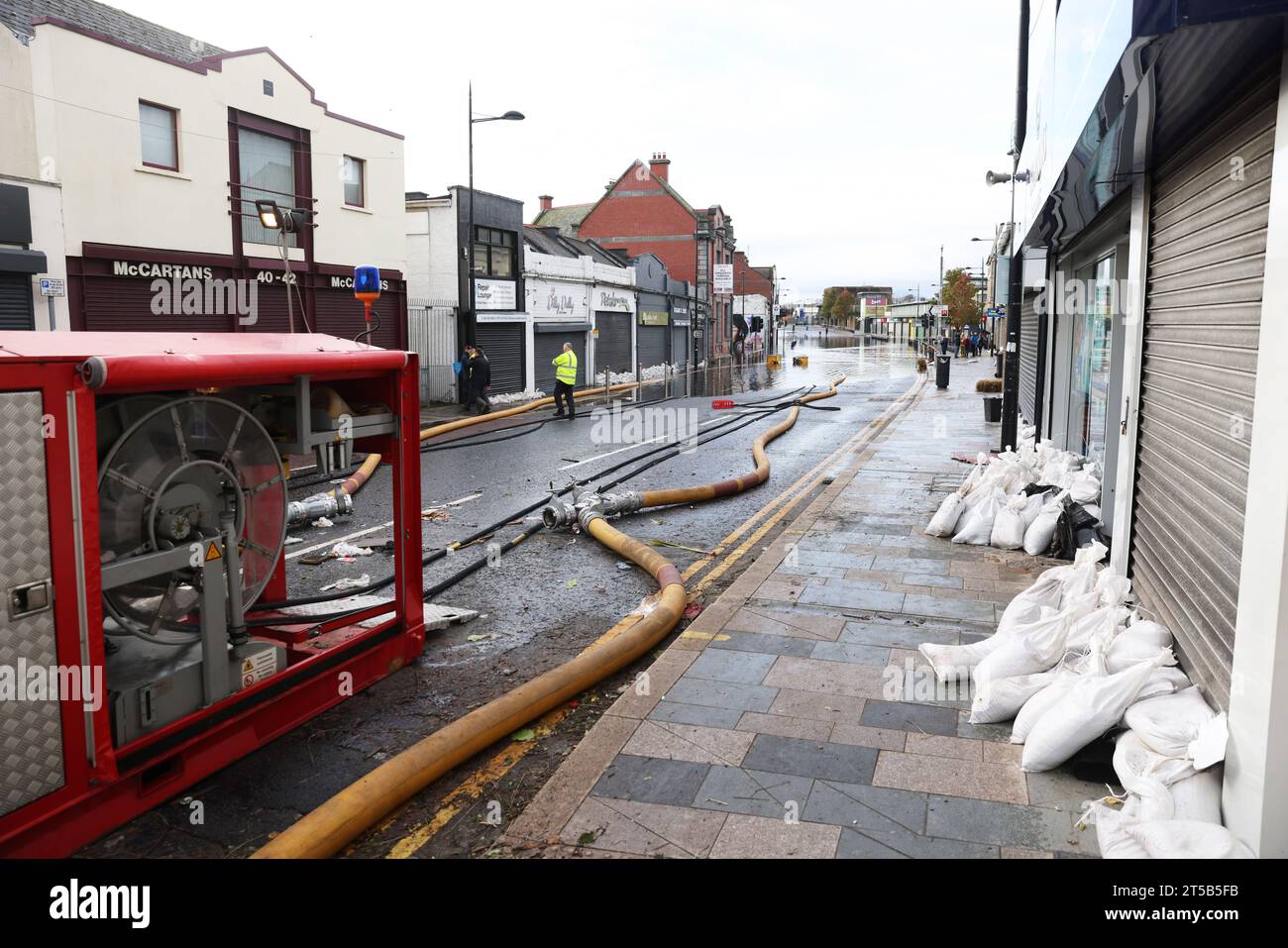 Northern Ireland Fire and Rescue Service continue to pump water from ...