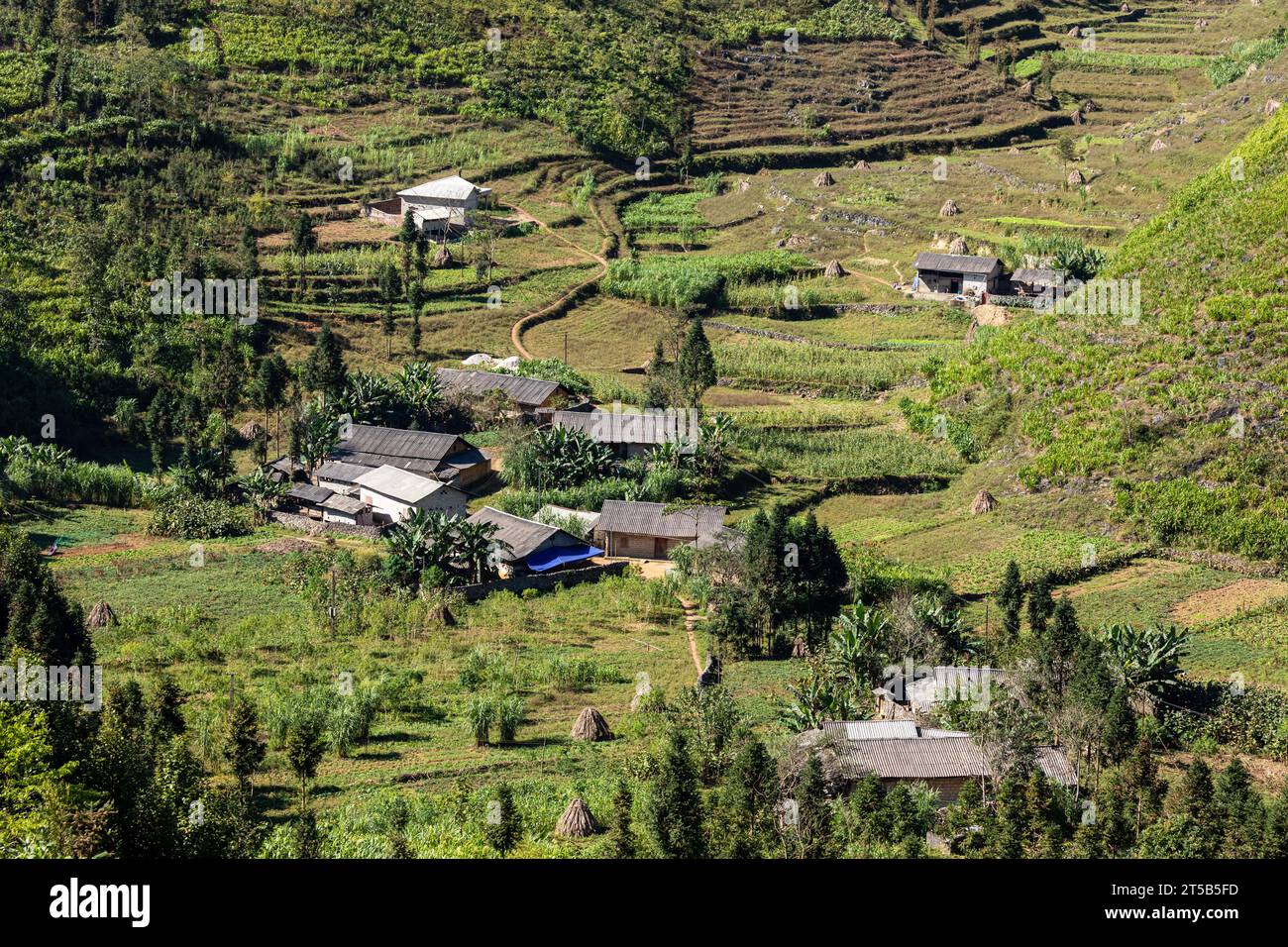 Villages and Farms at the Ha Giang Loop in North Vietnam Stock Photo ...