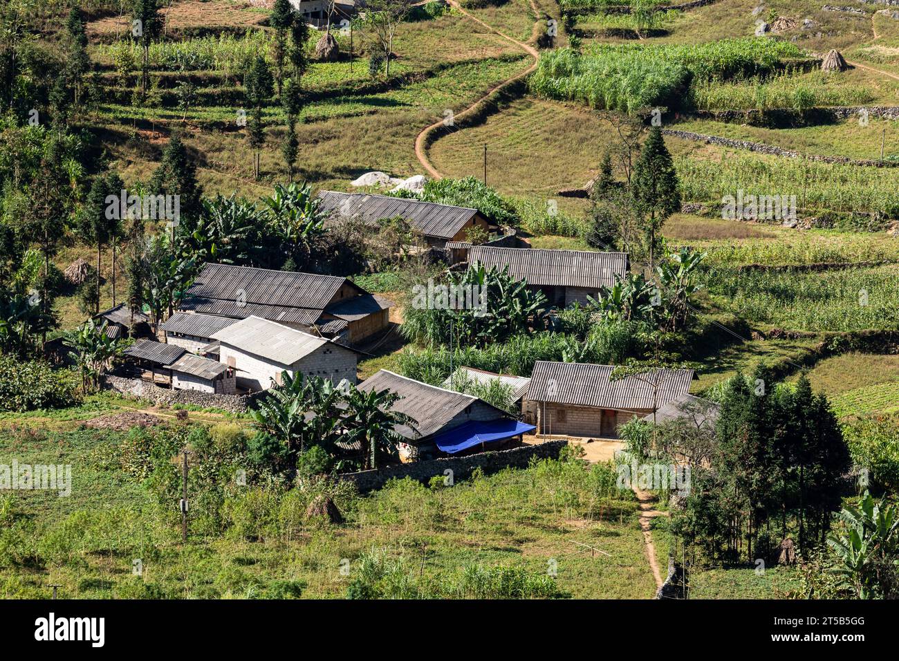 Villages and Farms at the Ha Giang Loop in North Vietnam Stock Photo ...