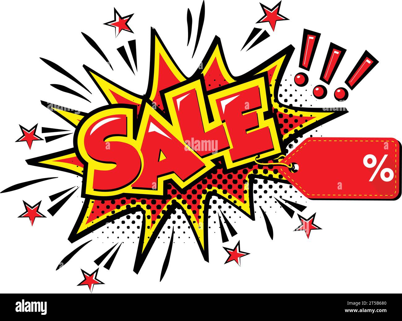 Sale with discount label icon in comic style. Copy space for discount ...