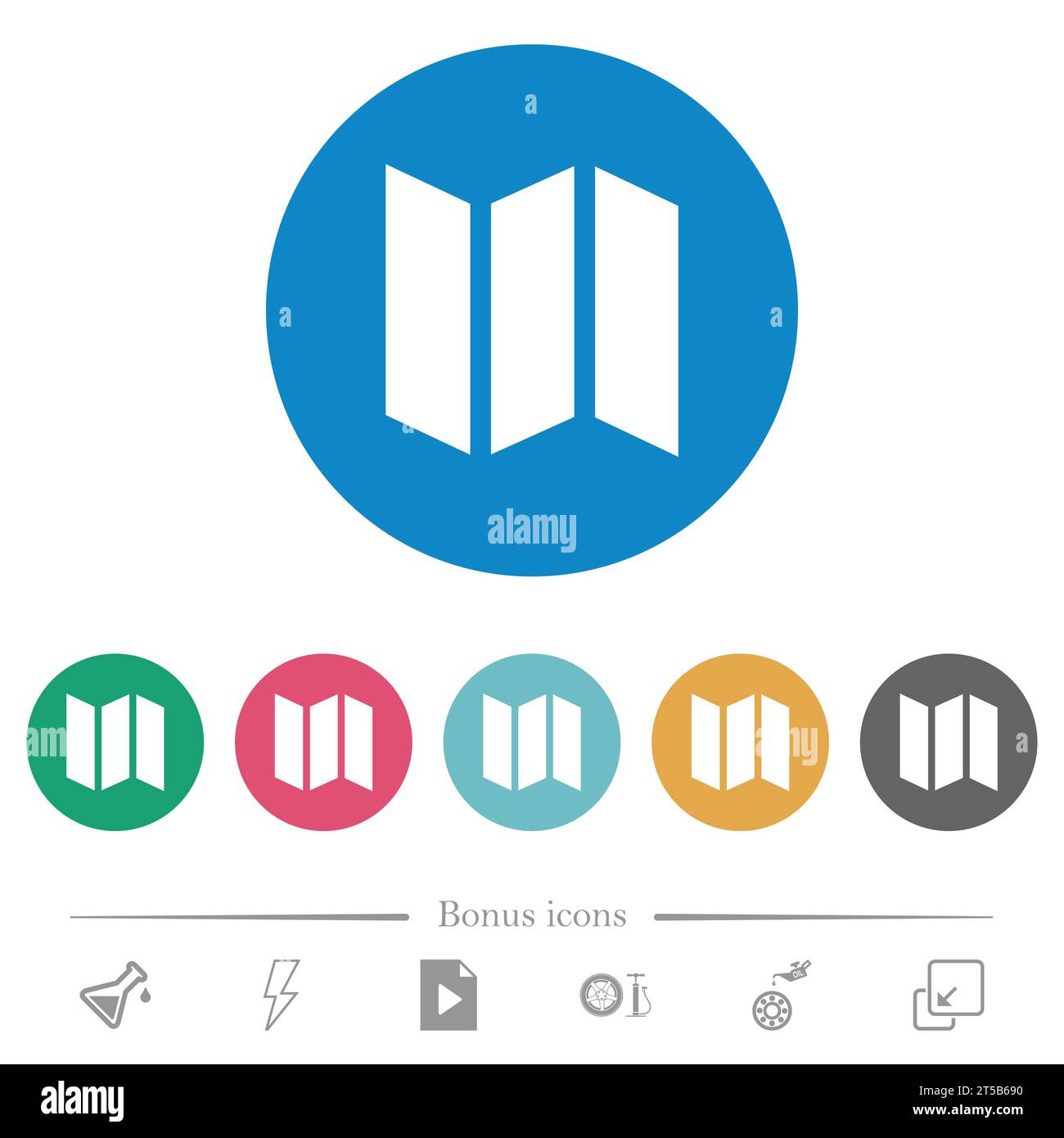 Collapsible map flat white icons on round color backgrounds. 6 bonus icons included Stock Vector ...