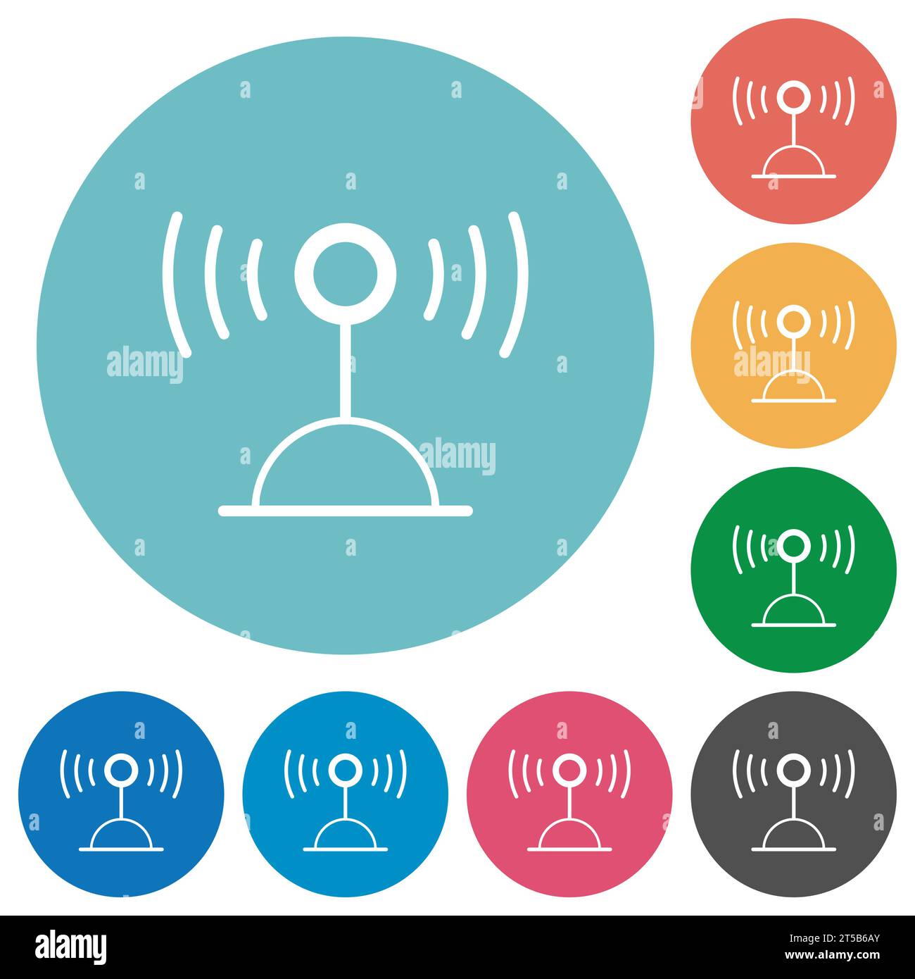 Radio Transmitter Outline Flat White Icons On Round Color Backgrounds