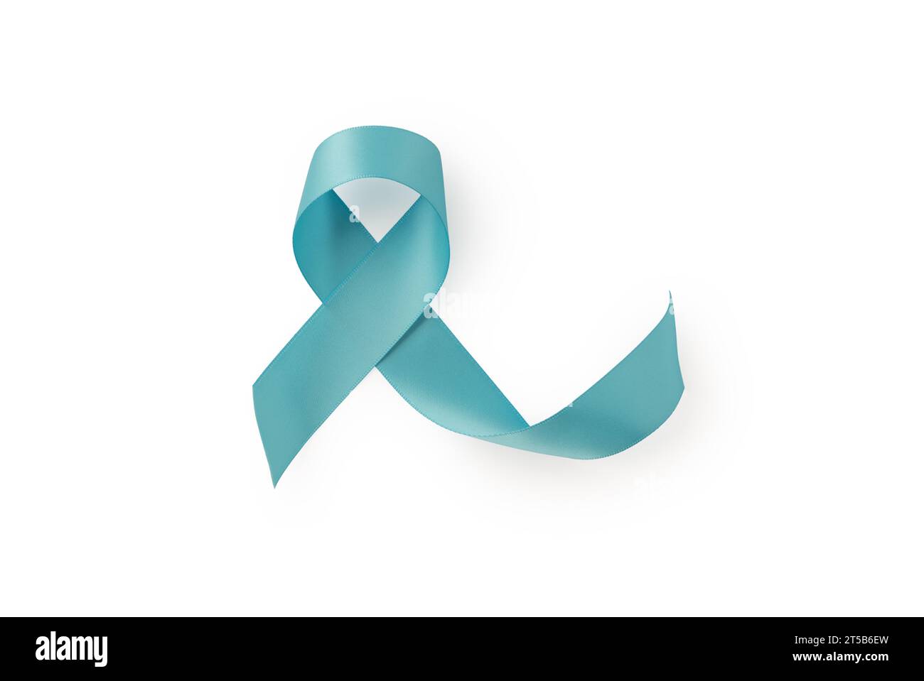 Light blue ribbon symbol of prostate cancer isolated on white ...