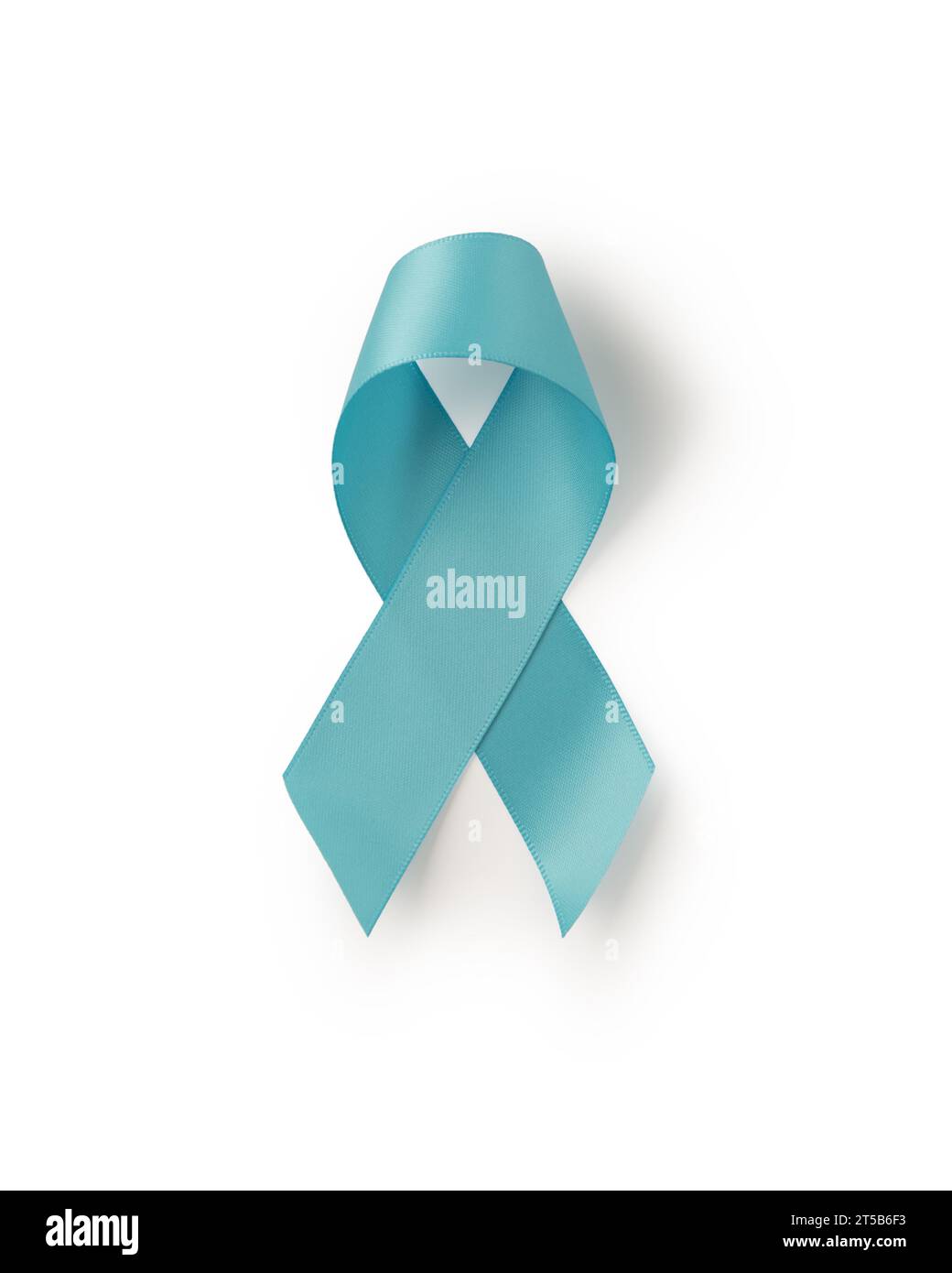 Light blue ribbon symbol of prostate cancer isolated on white ...