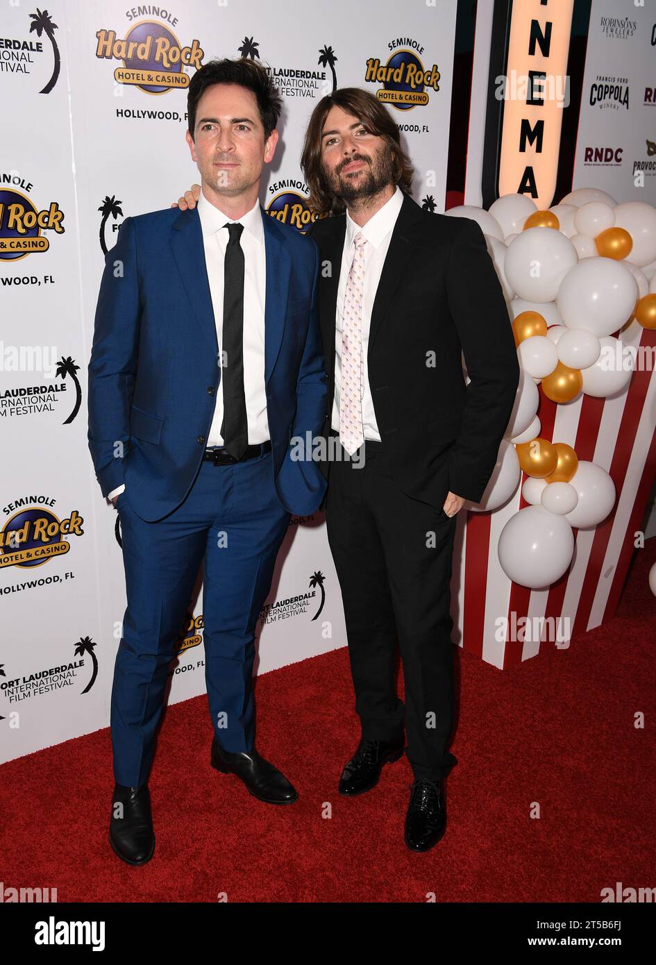 Hollywood FL, USA. 03rd Nov, 2023. Brett Ryland and Robert Schwartzman ...