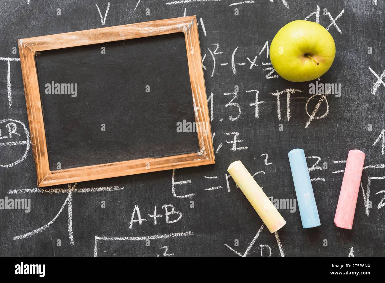 Blackboard with calculations frame Stock Photo - Alamy