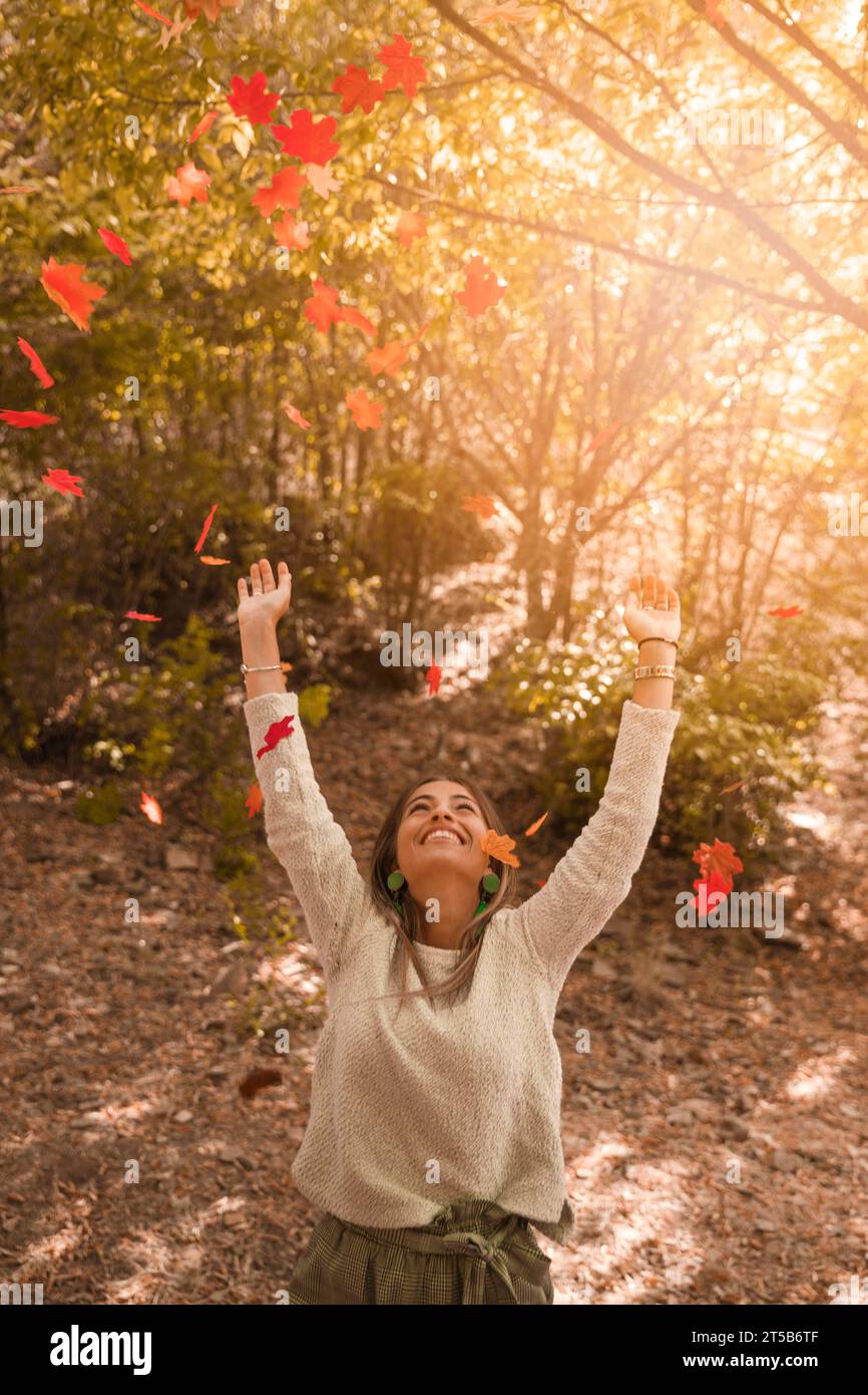 Woman house building leaf hi-res stock photography and images - Alamy