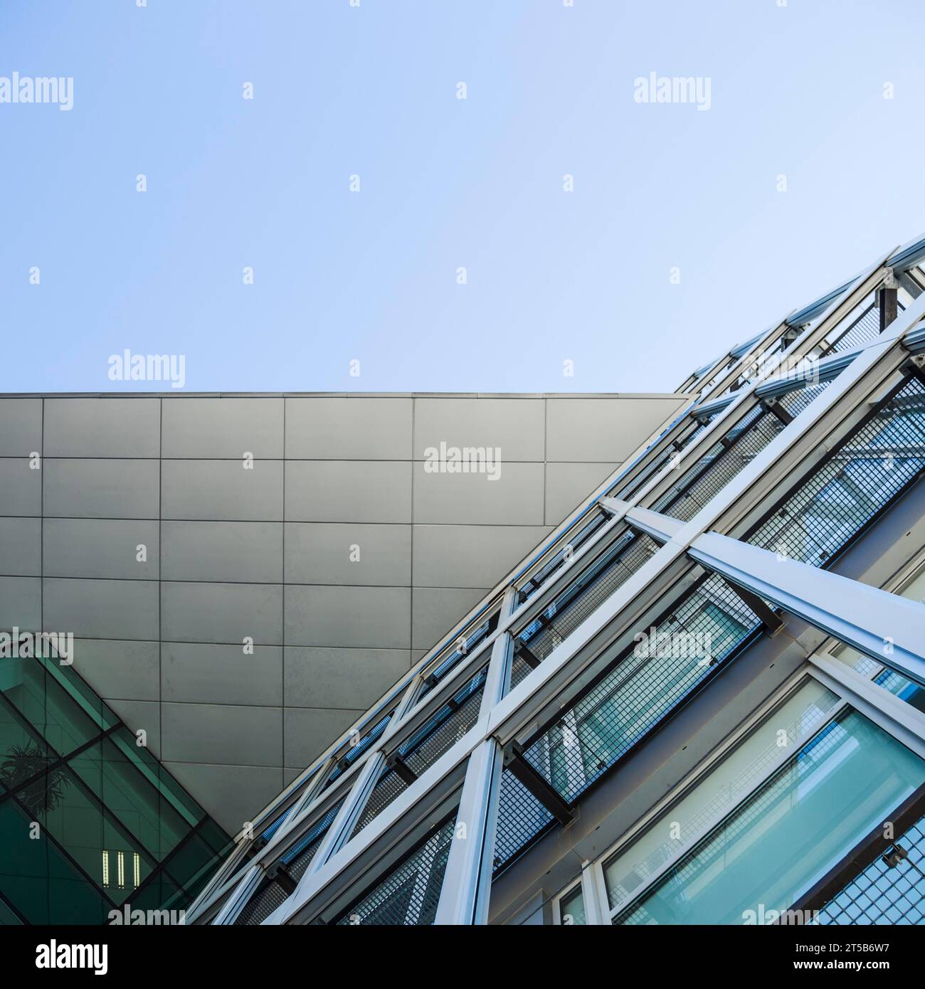 Bottom view city building Stock Photo - Alamy