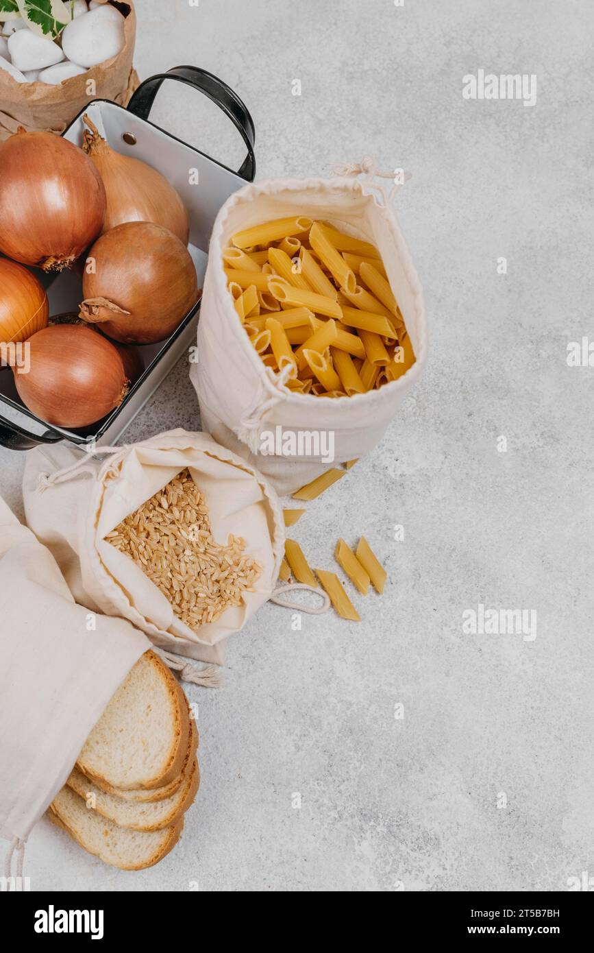 Flat lay pantry food ingredients Stock Photo - Alamy