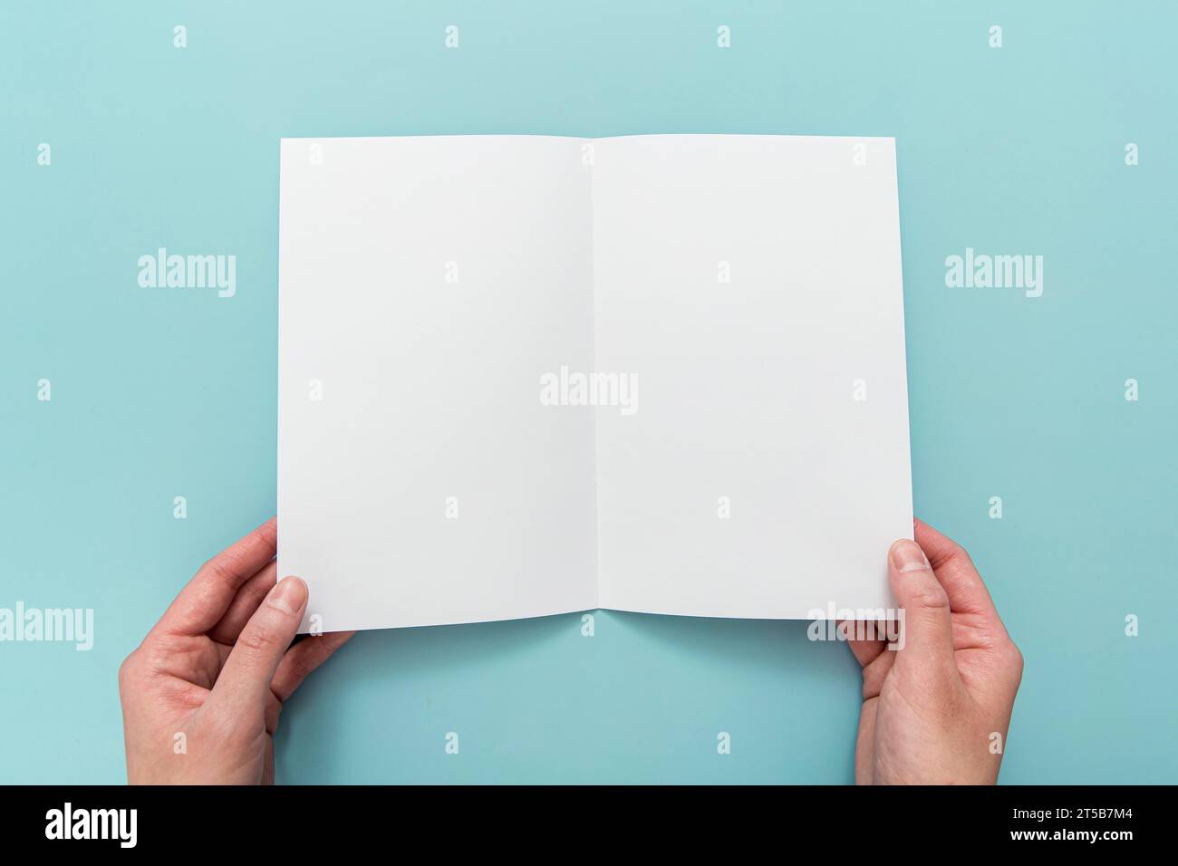 Hand with brochure folded Stock Photo - Alamy