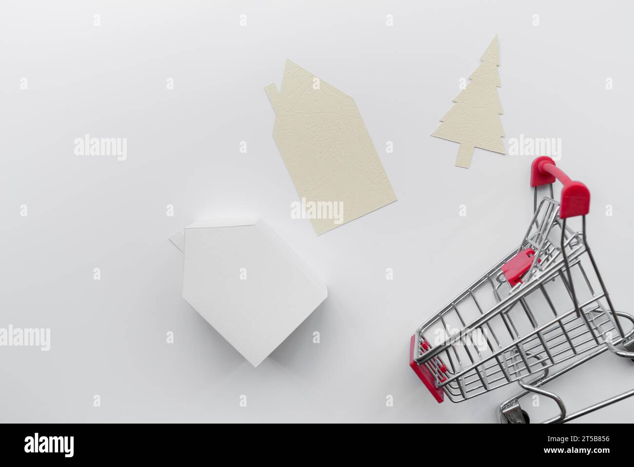 Paper cut out house christmas tree with miniature house model shopping ...