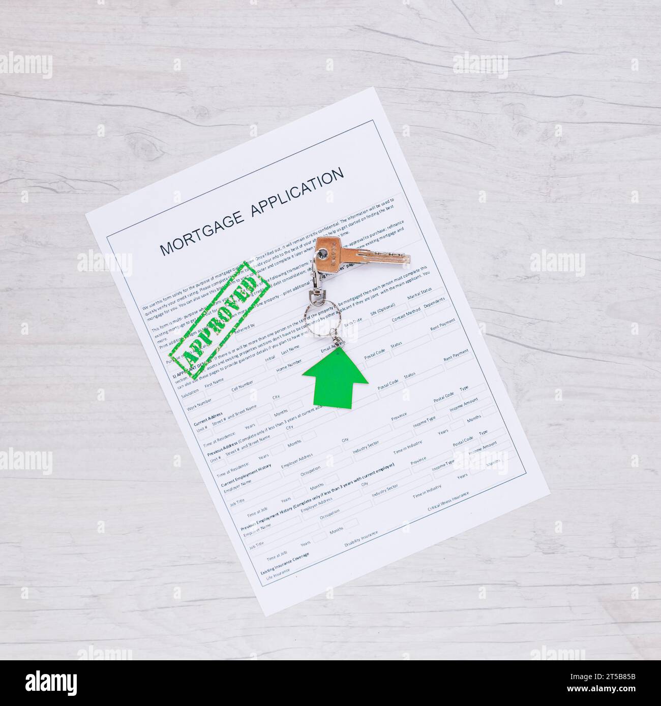 Paper credit request with green stamp Stock Photo - Alamy