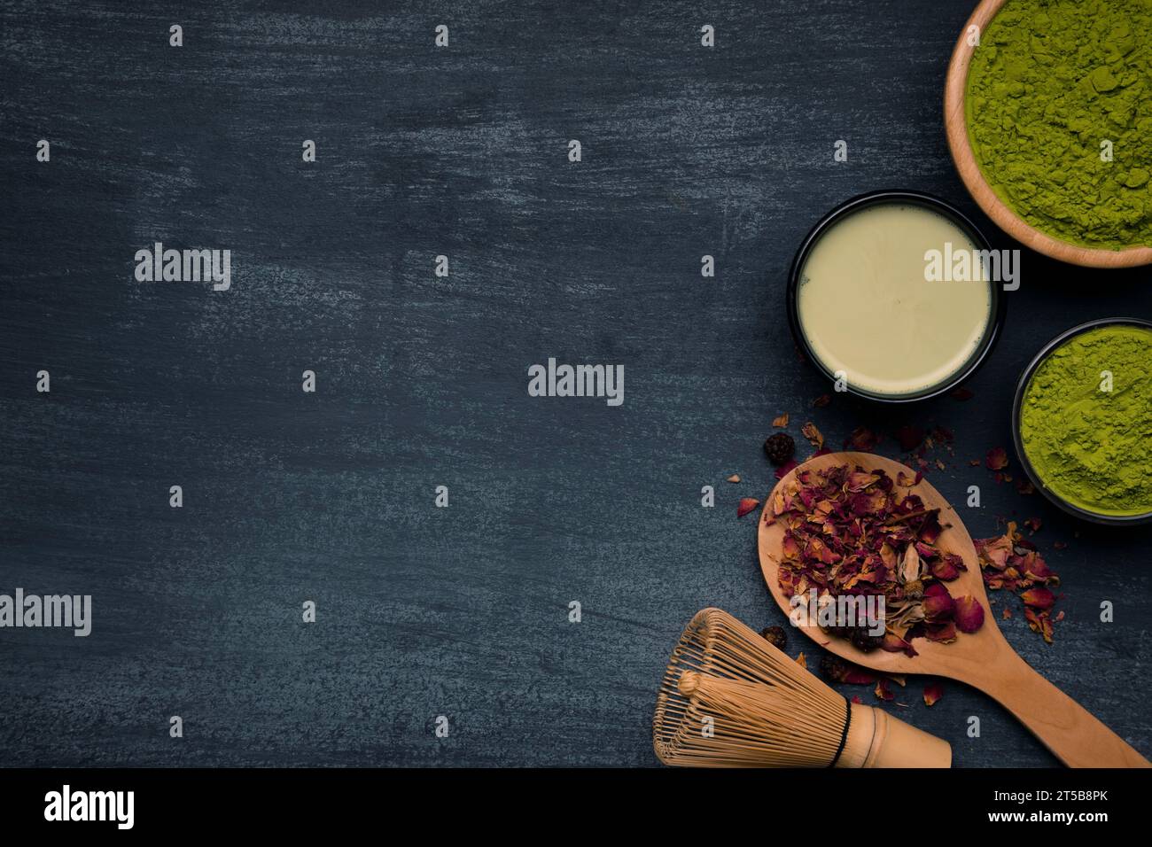 Top view matcha whisk green tea Stock Photo - Alamy