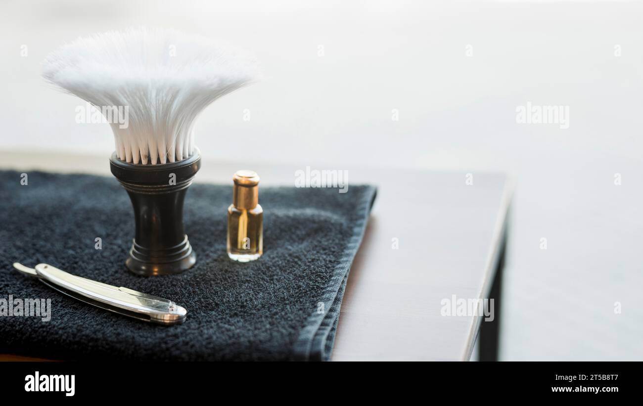 Tools shaving beard desk Stock Photo - Alamy