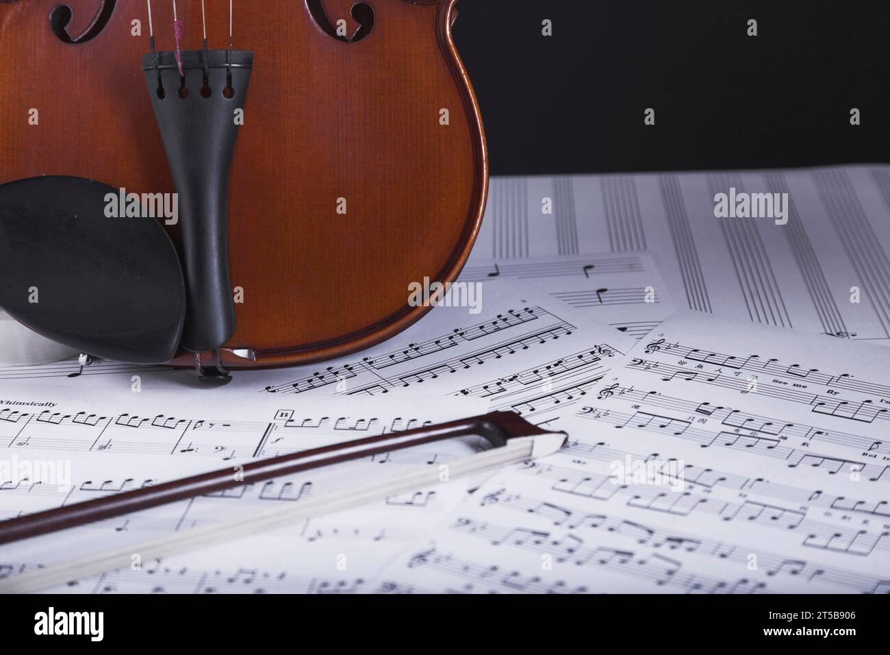 Violin standing sheet music Stock Photo - Alamy