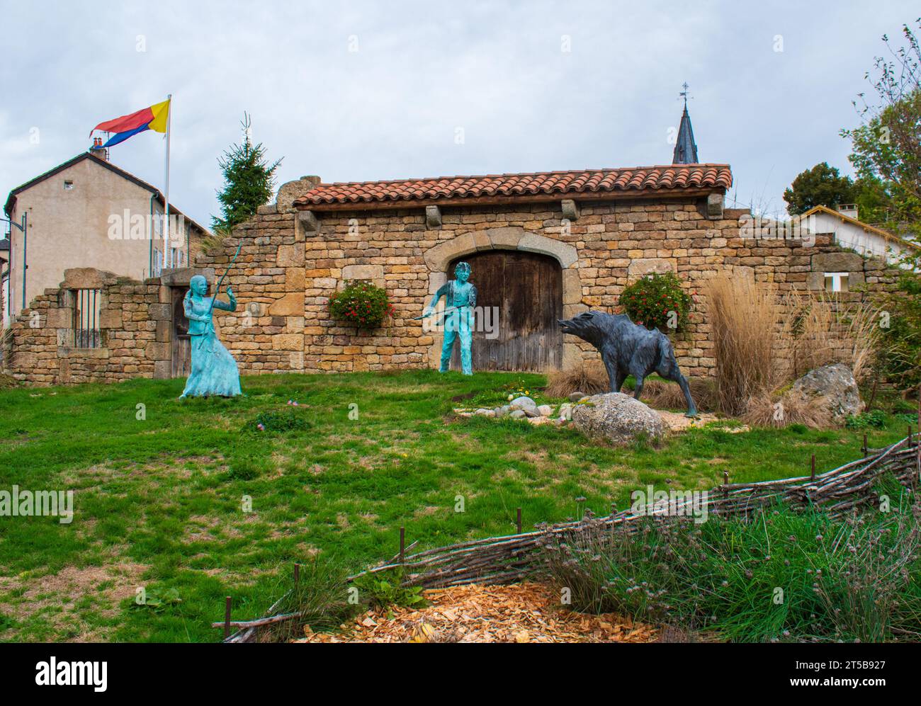 Le Malzieu, France - 10 29 2023 : statues telling the legend of the ...