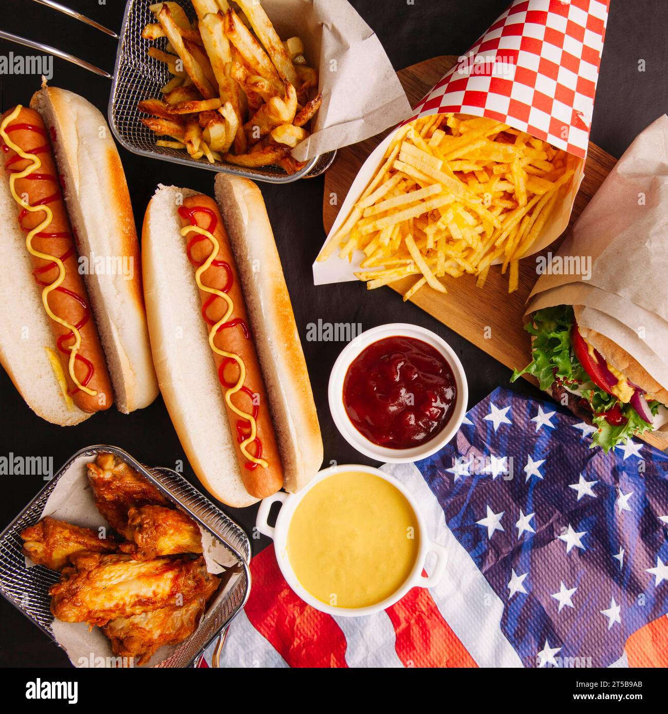 Big fast food composition Stock Photo - Alamy