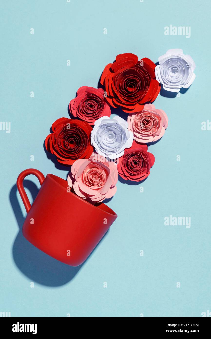 Beautiful love arrangement isolated blue Stock Photo - Alamy