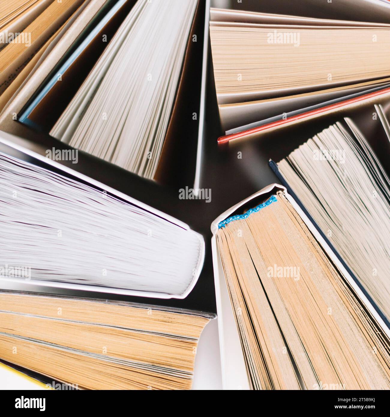 Close up collection books Stock Photo - Alamy