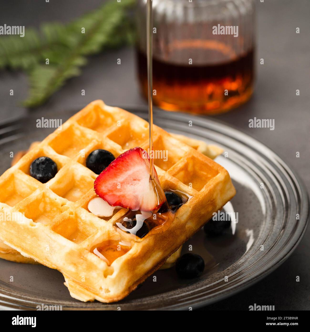 Syrup waffle hi-res stock photography and images - Alamy