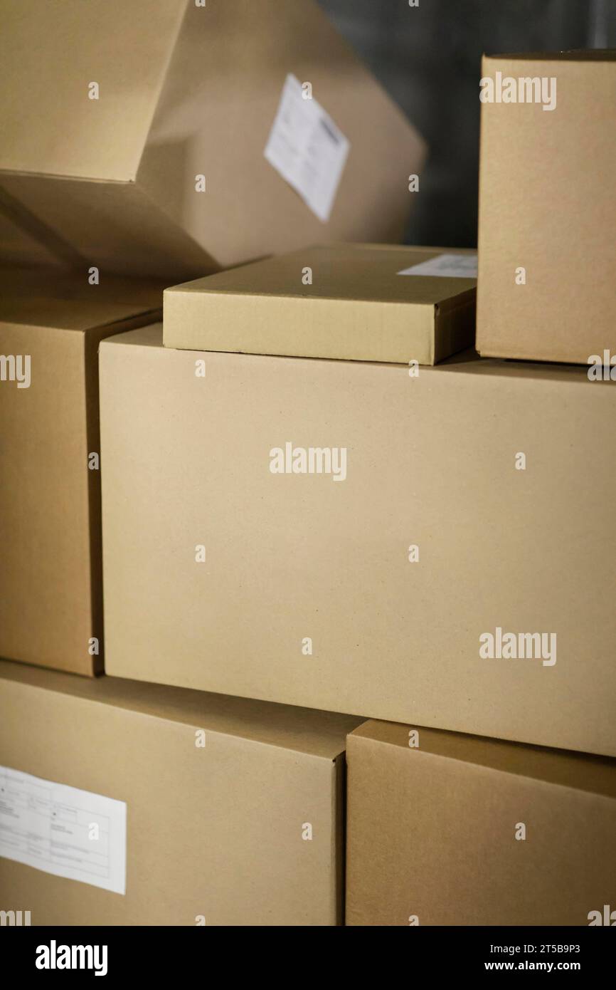 Close up delivery packages Stock Photo - Alamy