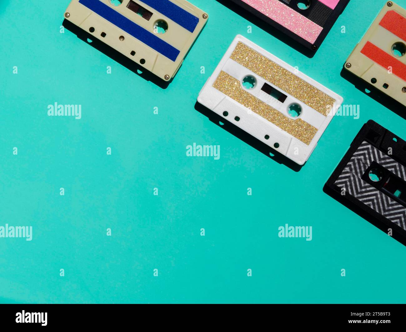 Colorful cassette tapes corner with copy space Stock Photo - Alamy
