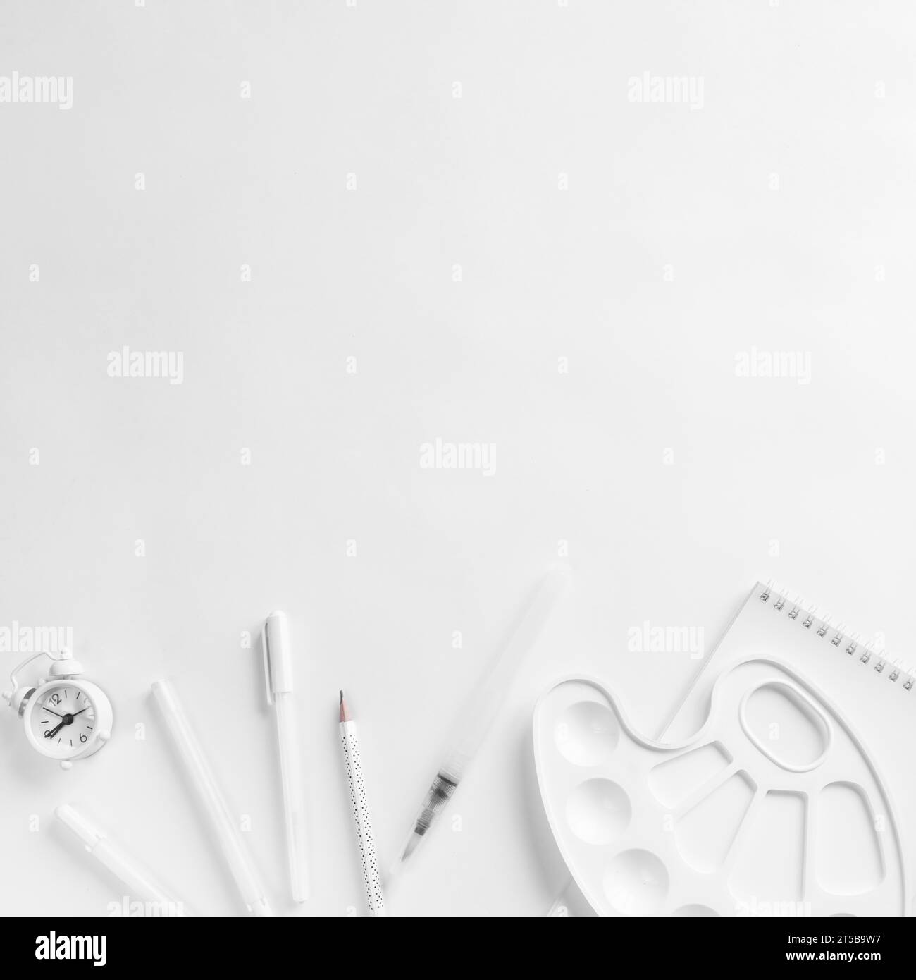 Composition white stationery tools drawing Stock Photo - Alamy