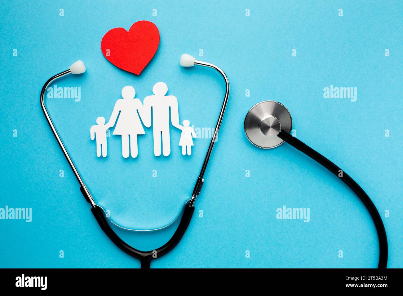 Family shape figure with heart stethoscope Stock Photo - Alamy