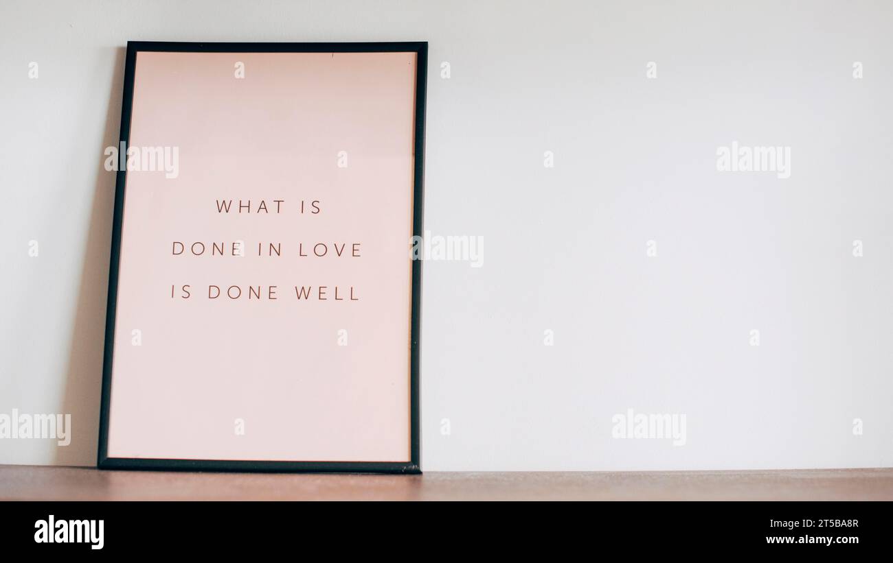 Frame with inscription white background Stock Photo - Alamy