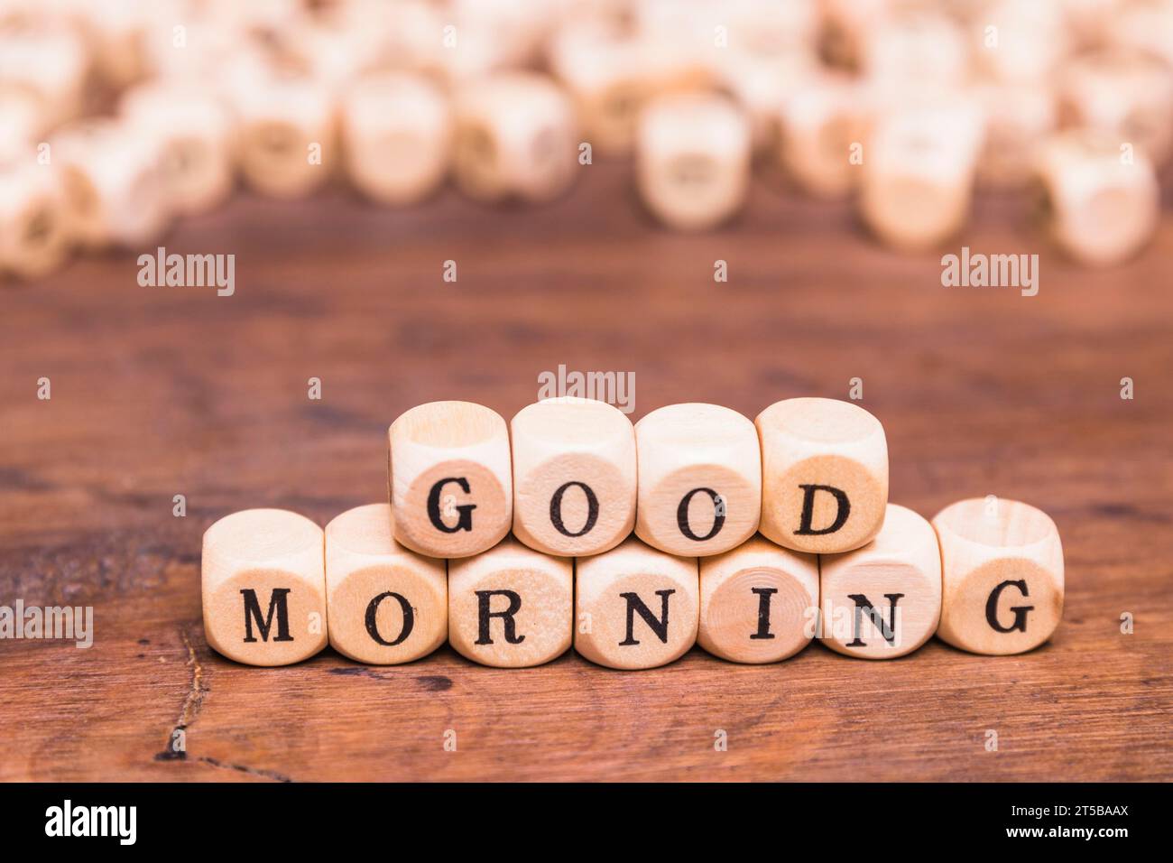 Good morning letter wooden blocks Stock Photo - Alamy