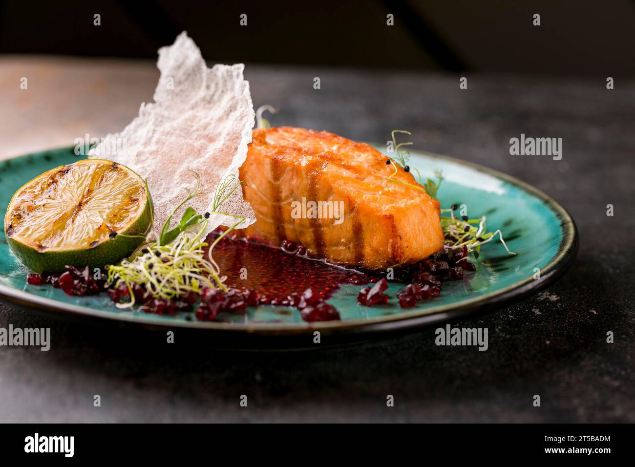 Front view luxury fish dish Stock Photo - Alamy