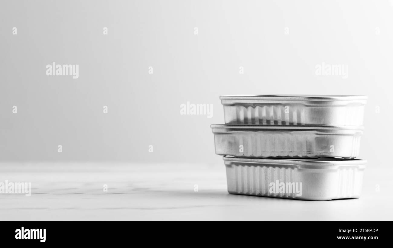 Stack of cans Black and White Stock Photos & Images - Alamy