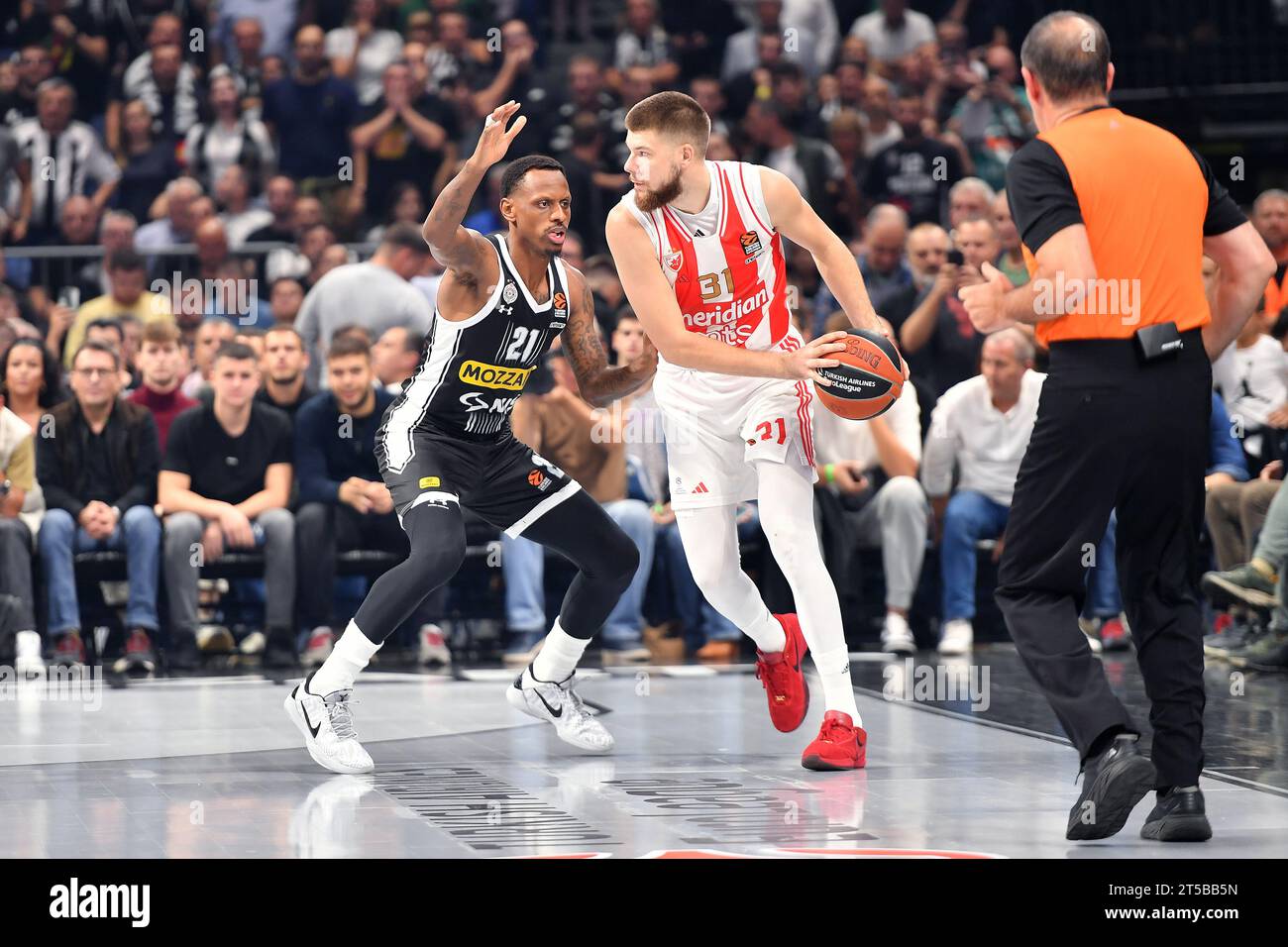 Belgrade, Serbia, 26 October, 2023. Rokas Giedraitis of Crvena Zvezda ...