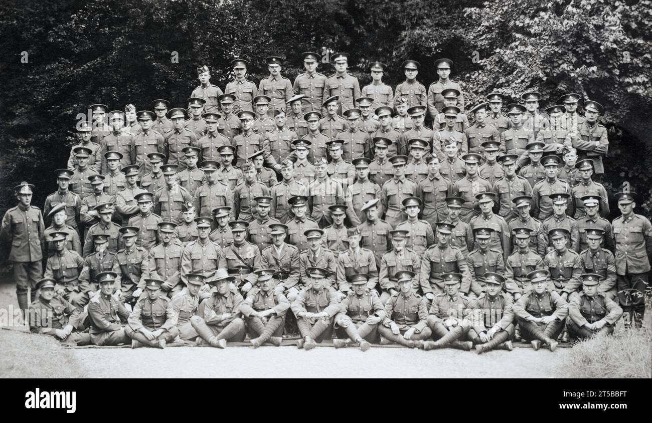 NCOs from a range of infantry regiments with training officers during the First World War Stock ...
