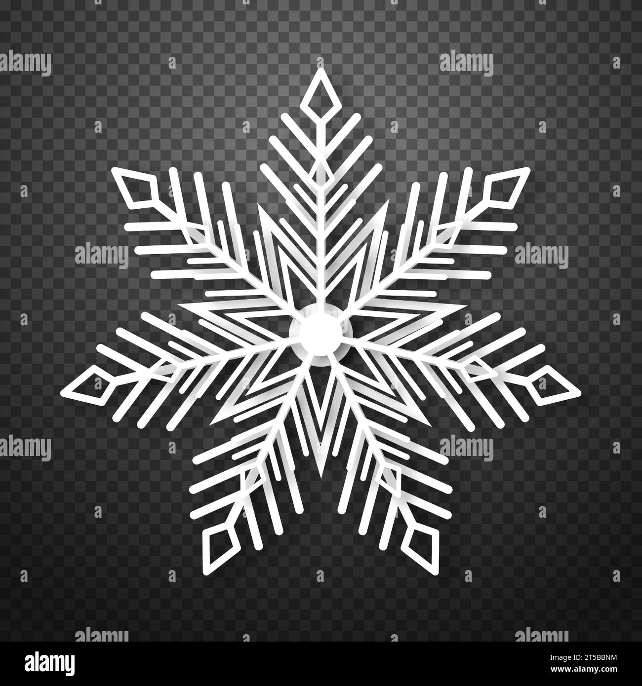 White paper snowflake on a transparent background for winter design ...