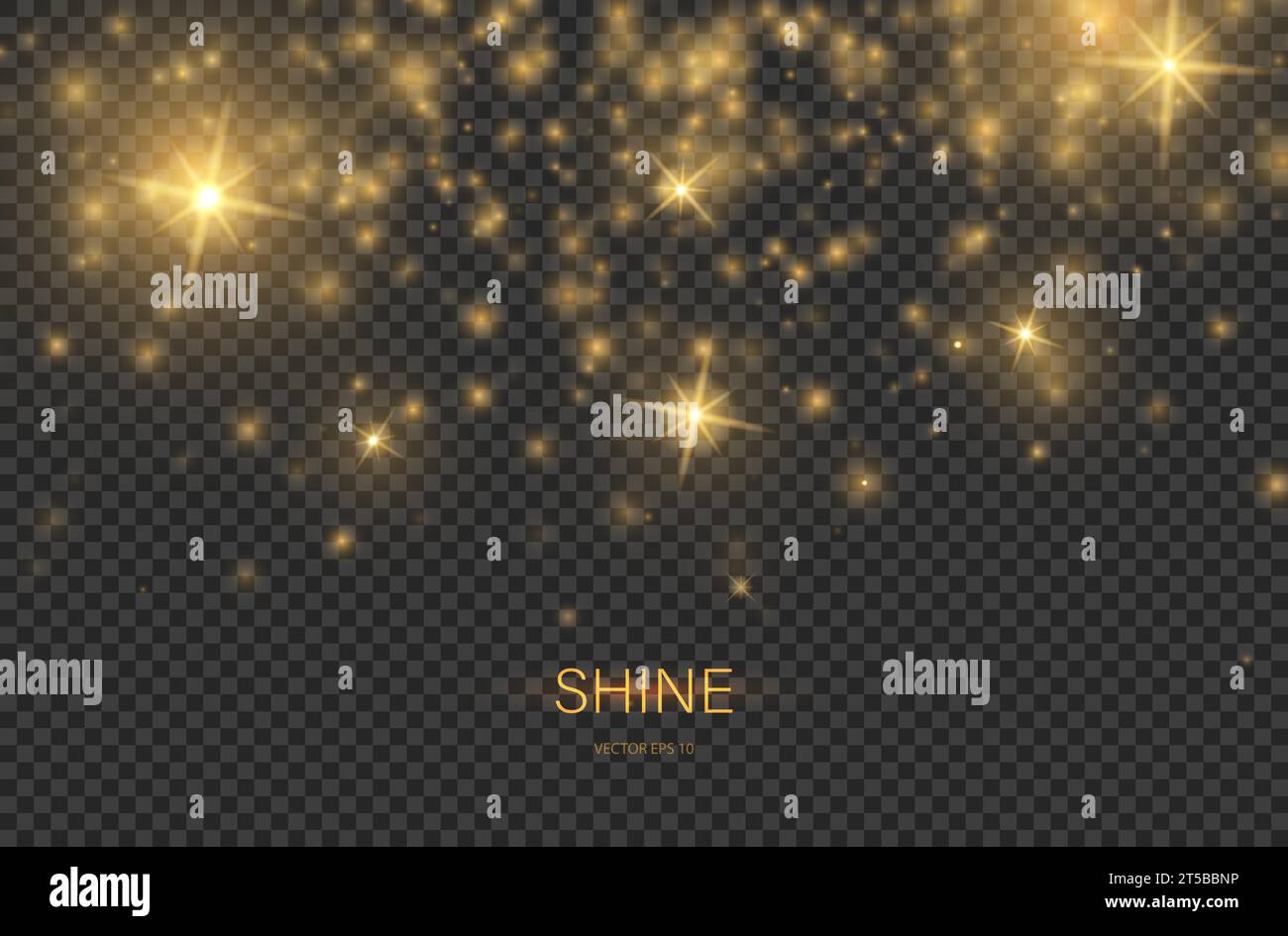 Light effect of golden stars and sparks. Sparkling elements on a ...