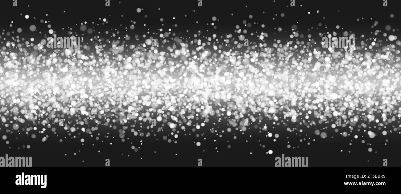 Shimmering, transparent white particles on a black background Stock ...