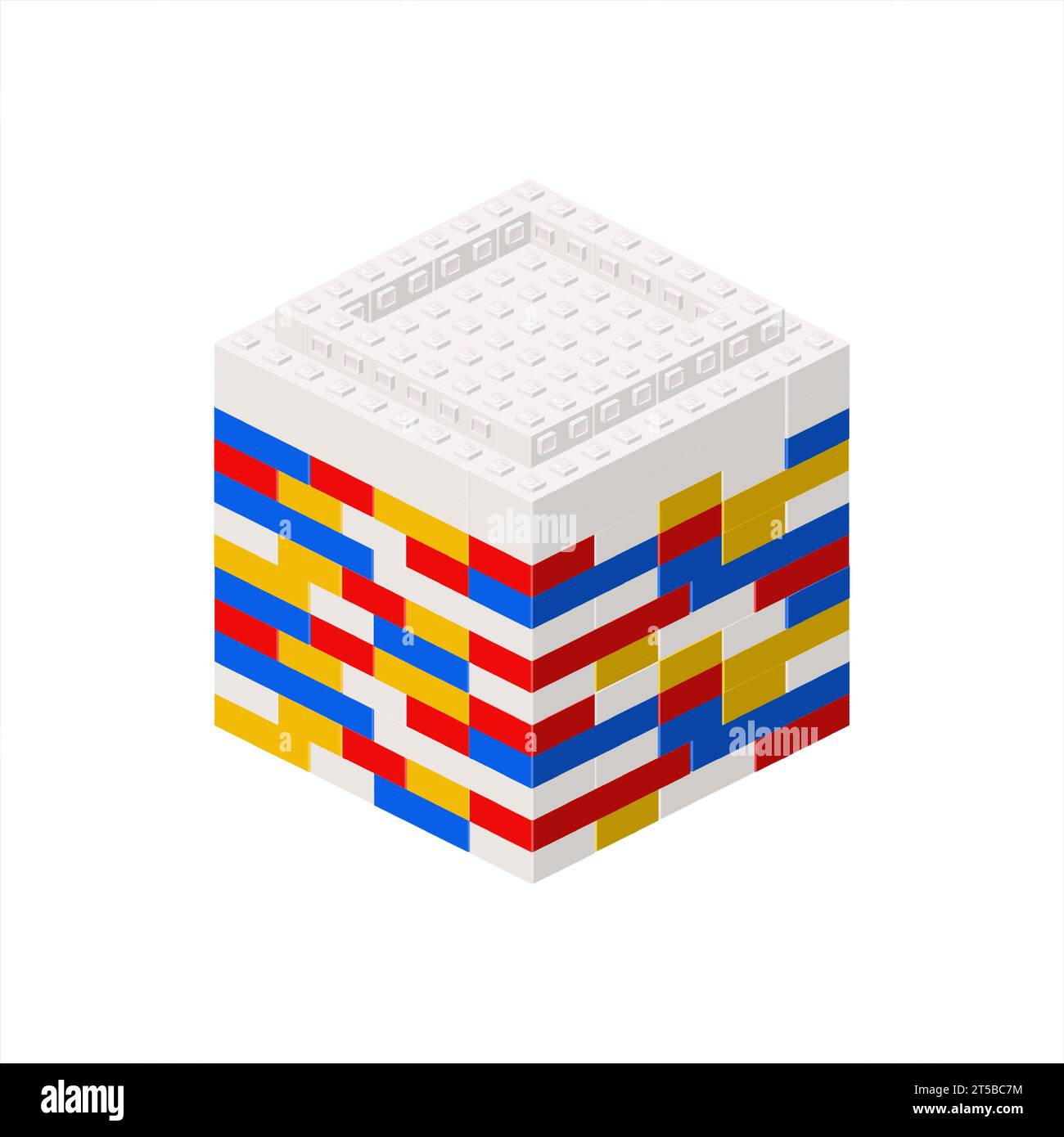 Cubic building made of colored plastic blocks. Vector Stock Vector ...