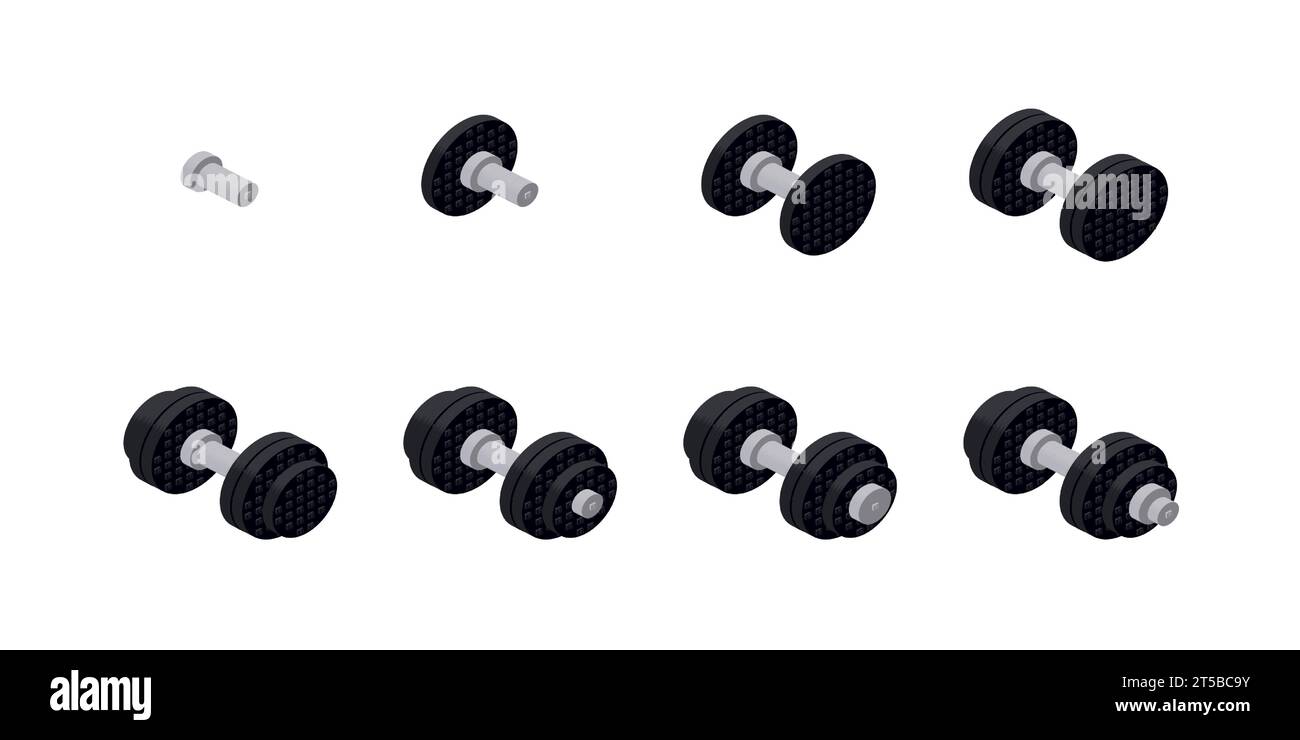 Step-by-step instructions for assembling a dumbbell. Vector Stock ... Step-by-step instructions for assembling a dumbbell. Vector Stock ...