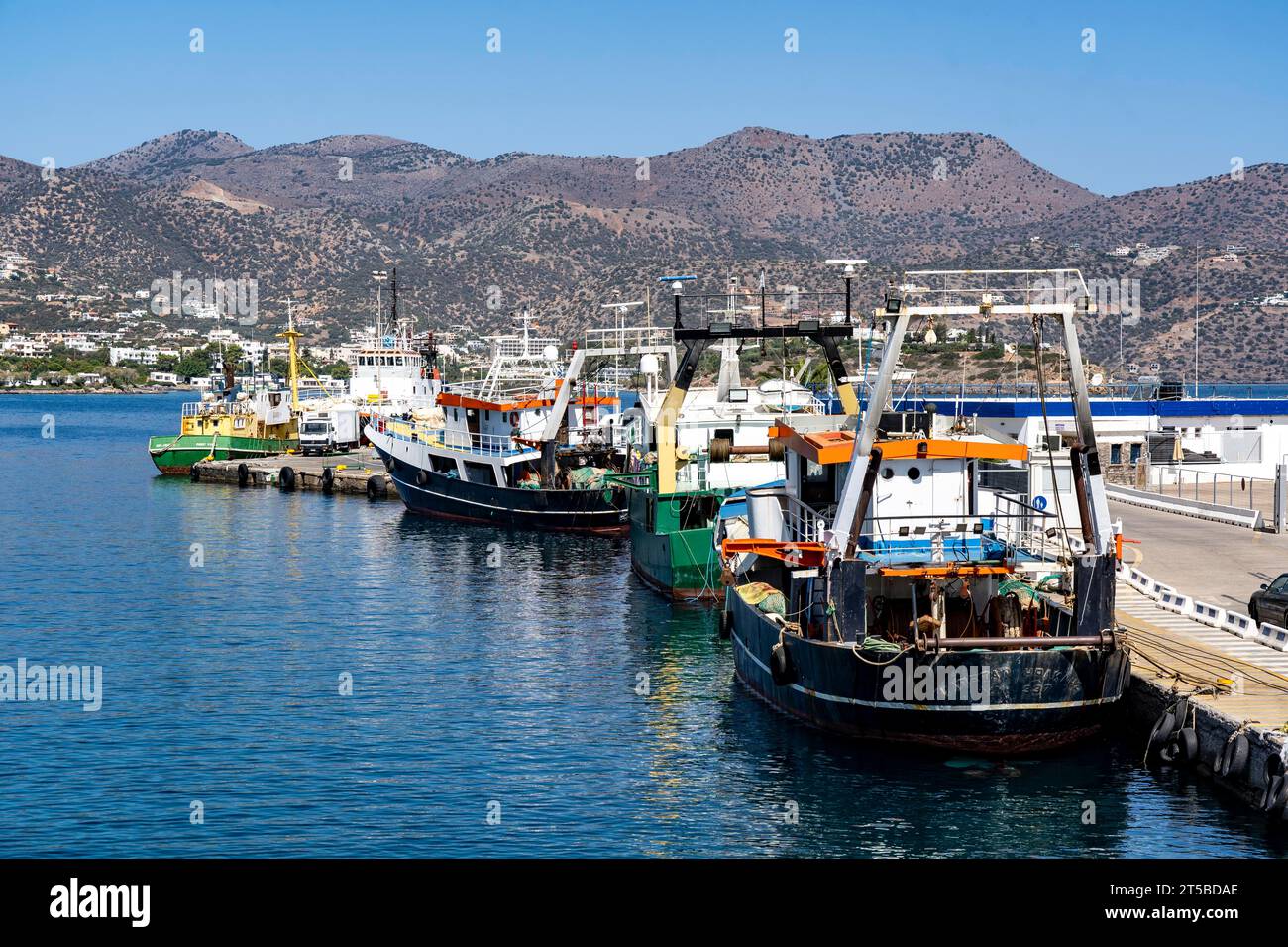 The village of Agios Nikolaos, in the eastern part of Crete, fishing ...
