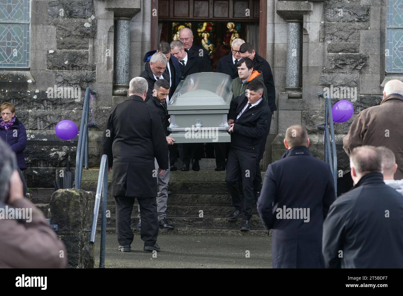The coffin of Denise Morgan is carried out of the Church of the ...