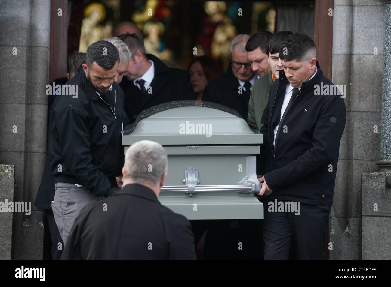 The coffin of Denise Morgan is carried out of the Church of the ...