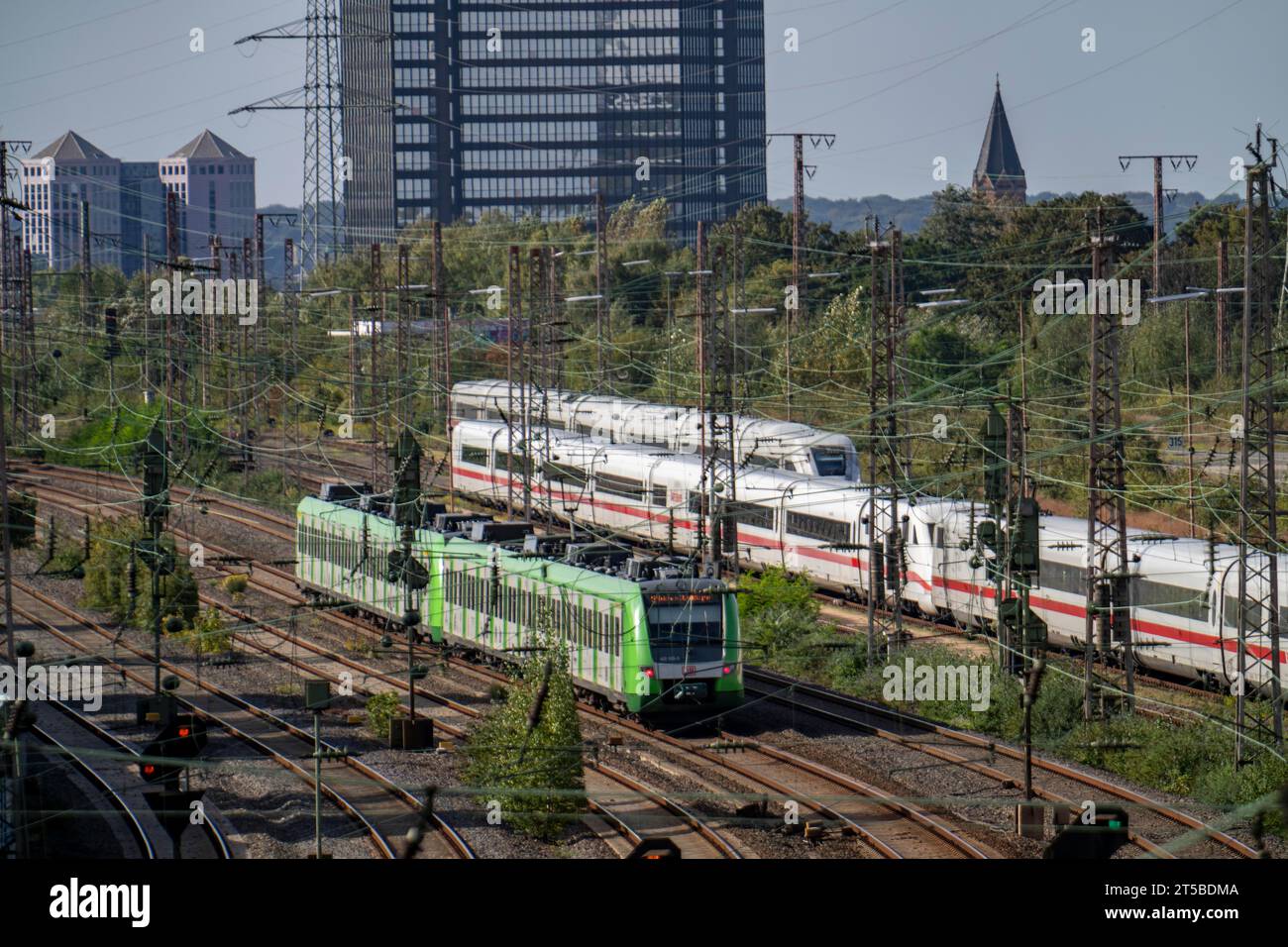 Tracks in front of Essen main station, ICE 2 train and ICE 4, behind ...