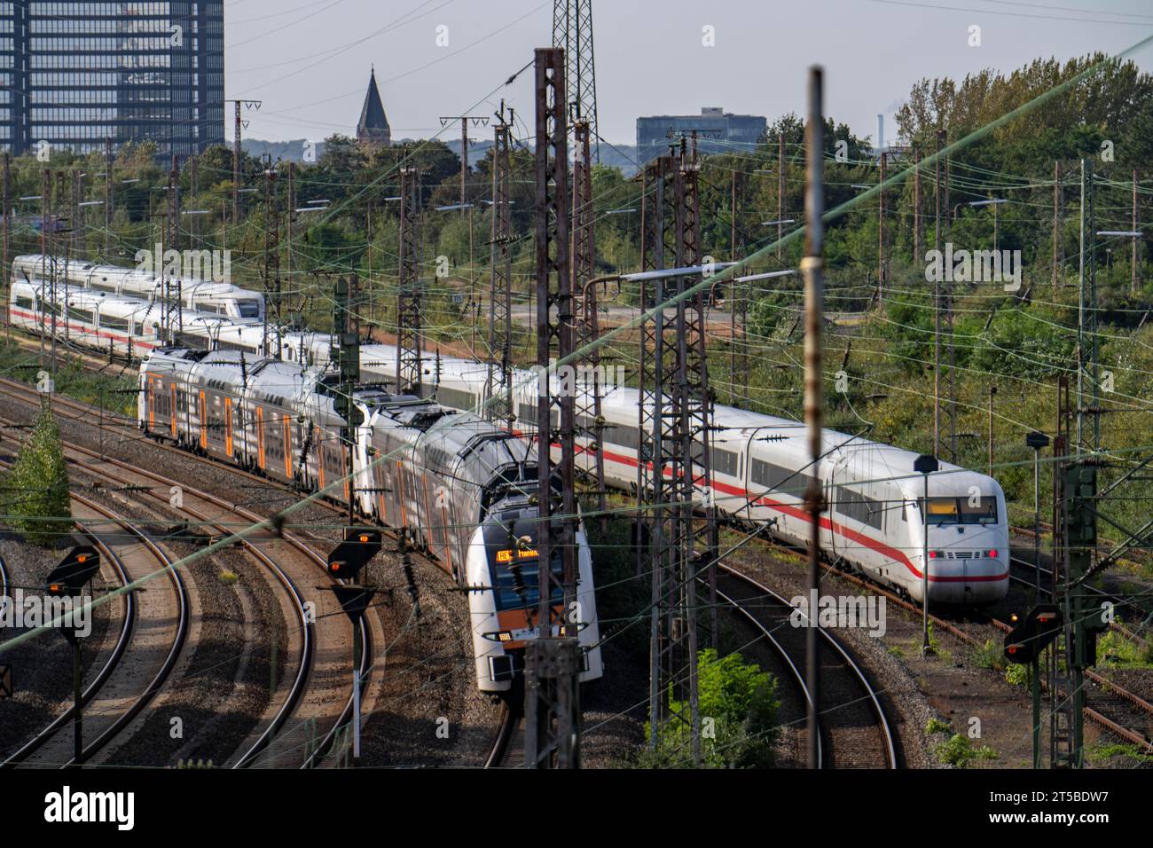 Tracks in front of Essen main station, ICE 2 train and ICE 4, at the ...