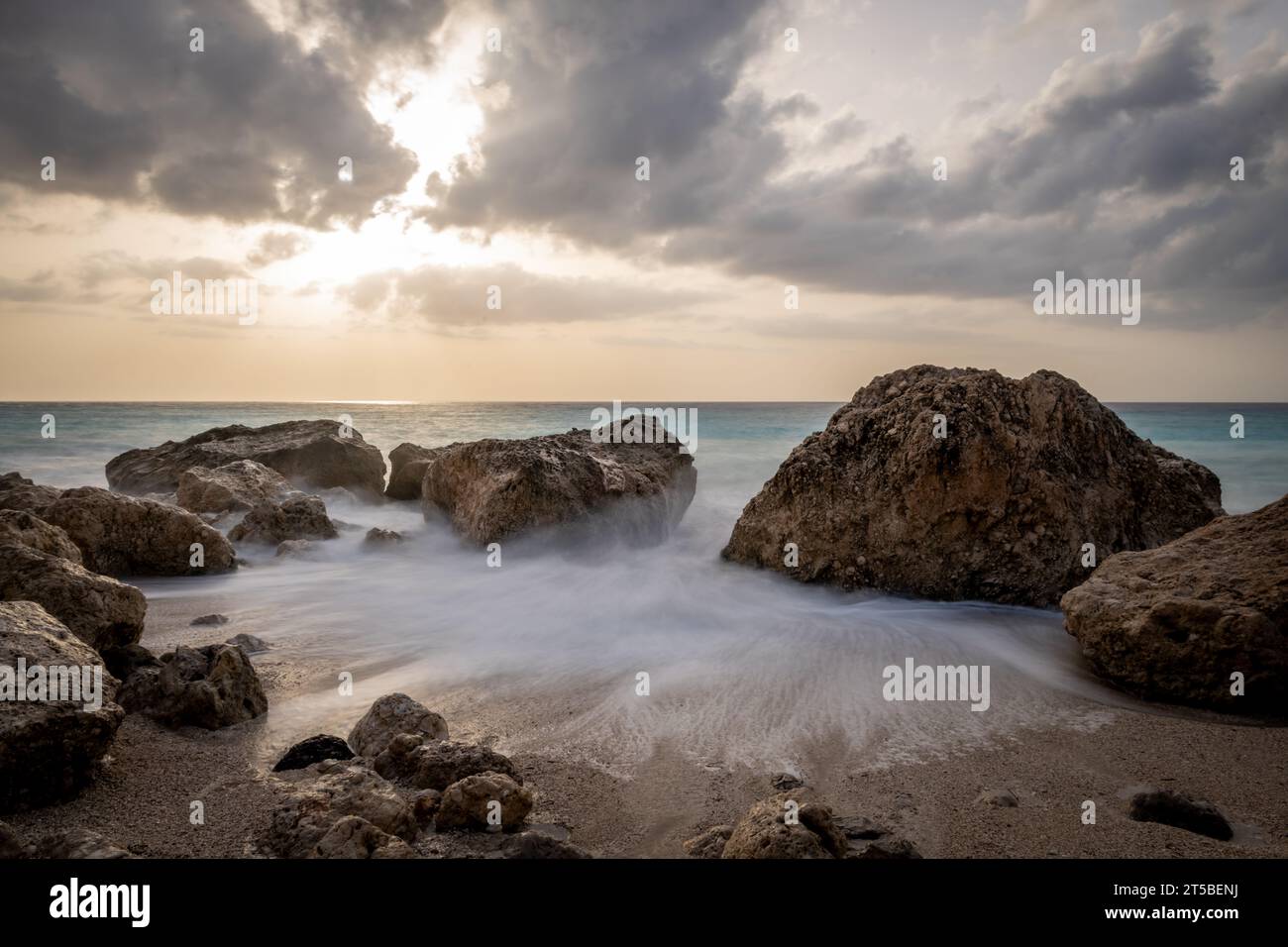 A long exposure of Kavalikefta Beach, Kalamitsi village, Lefkada ...
