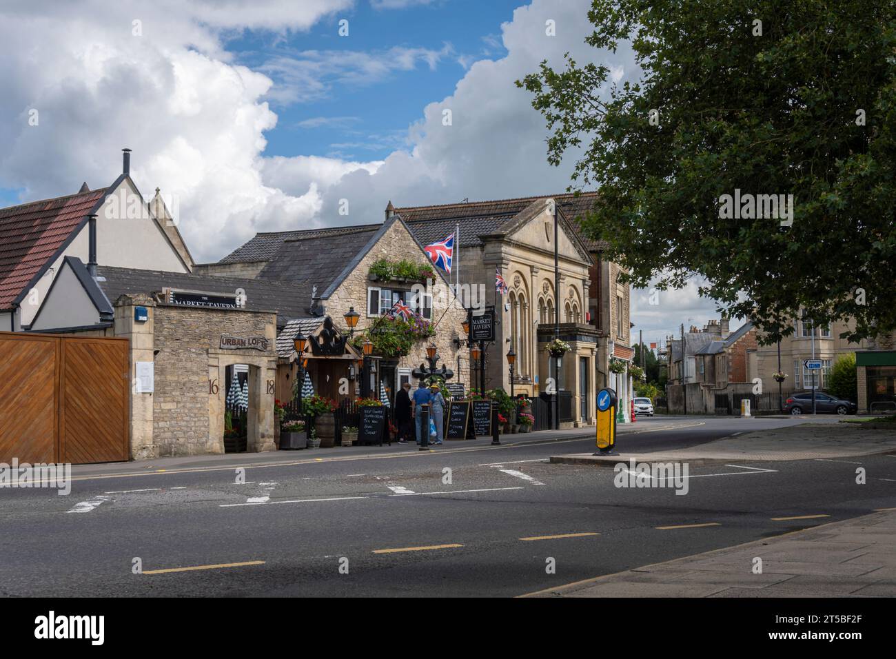 The Market Tavern public house and New Hall in the town of Melksham ...