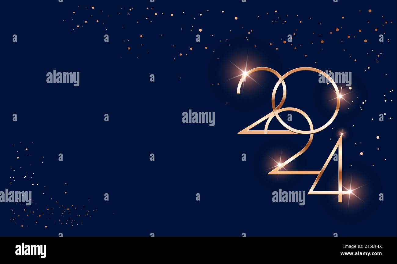 2024 New Year luxury background greeting card - golden shine 2024 ...